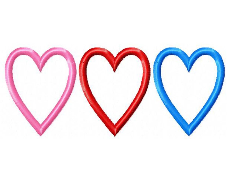 Three Hearts in Line Embroidery Applique Design-valentines | Etsy
