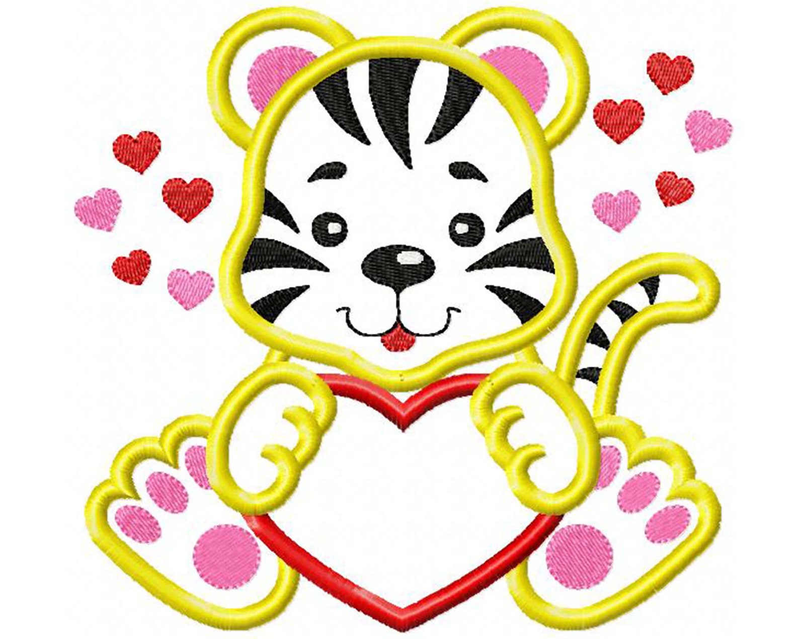 Baby Tiger With Heart Valentine Embroidery Applique - Etsy