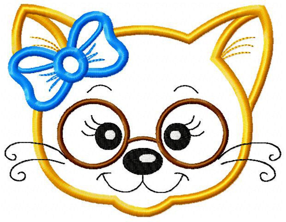 Cat Face Applique Design - Cat Face Machine Embroidery Designs for Baby ...