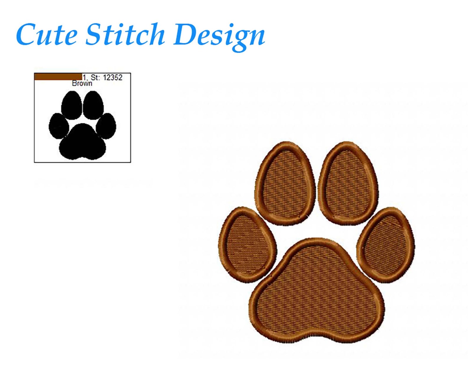 Paw Print Embroidery Design 15 Sizes Dog Paw Print Fill Stitch ...