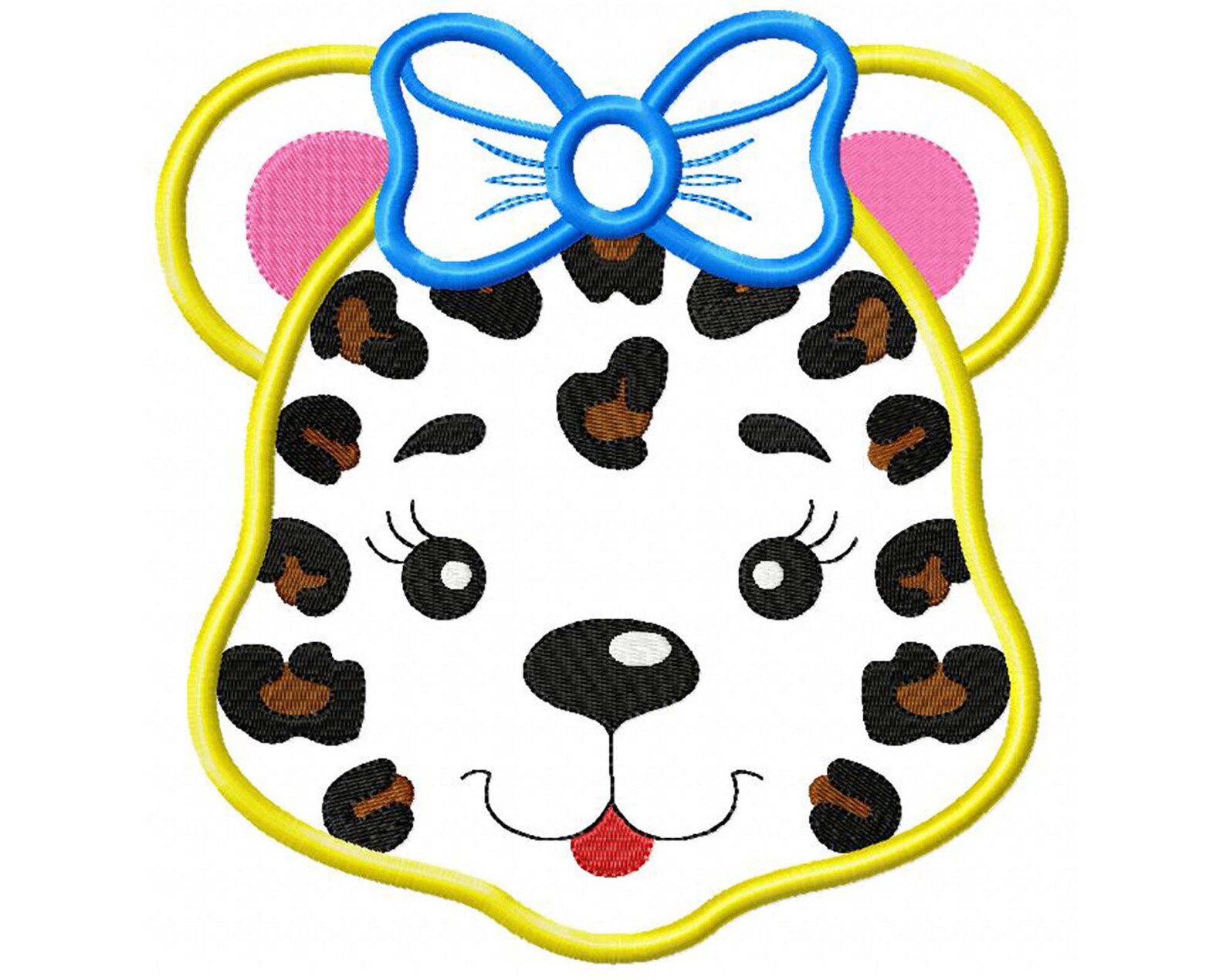 Baby Girl Leopard Face Applique Design - Cheetah Applique Embroidery ...
