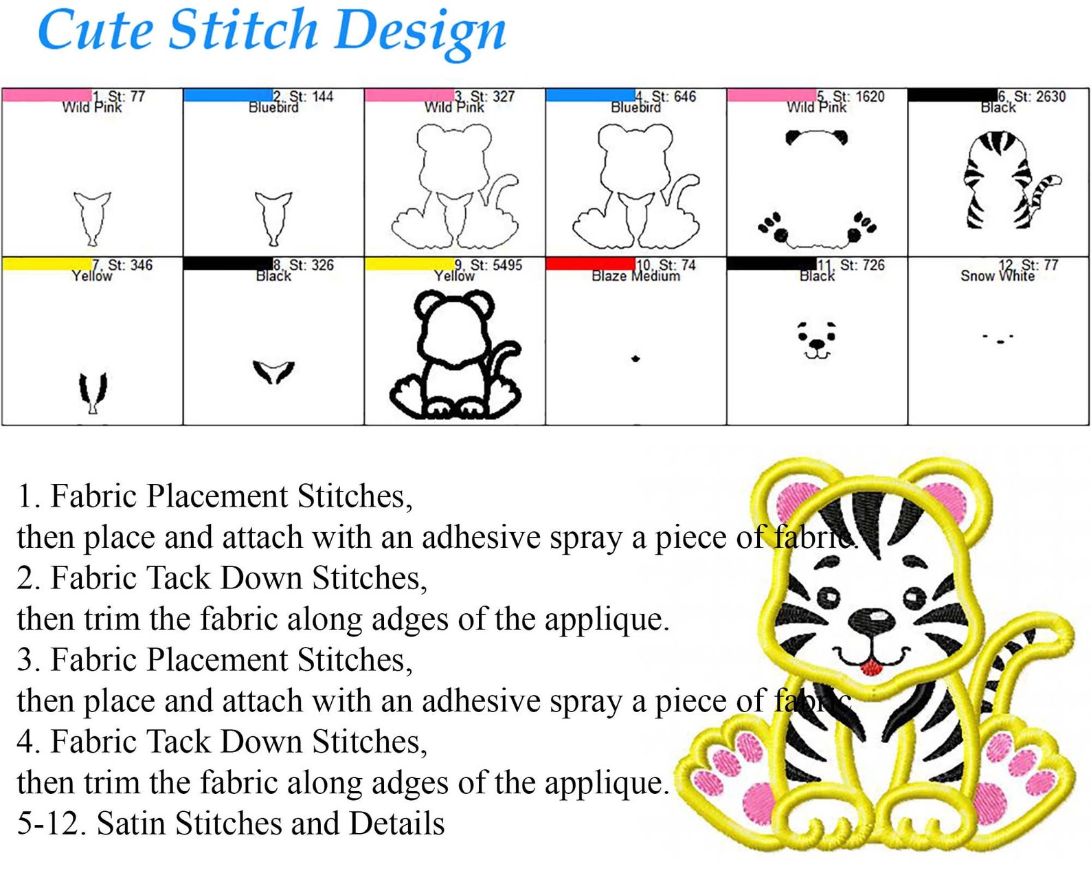 Tiger Applique Design Baby Tiger Applique Embroidery Design - Etsy