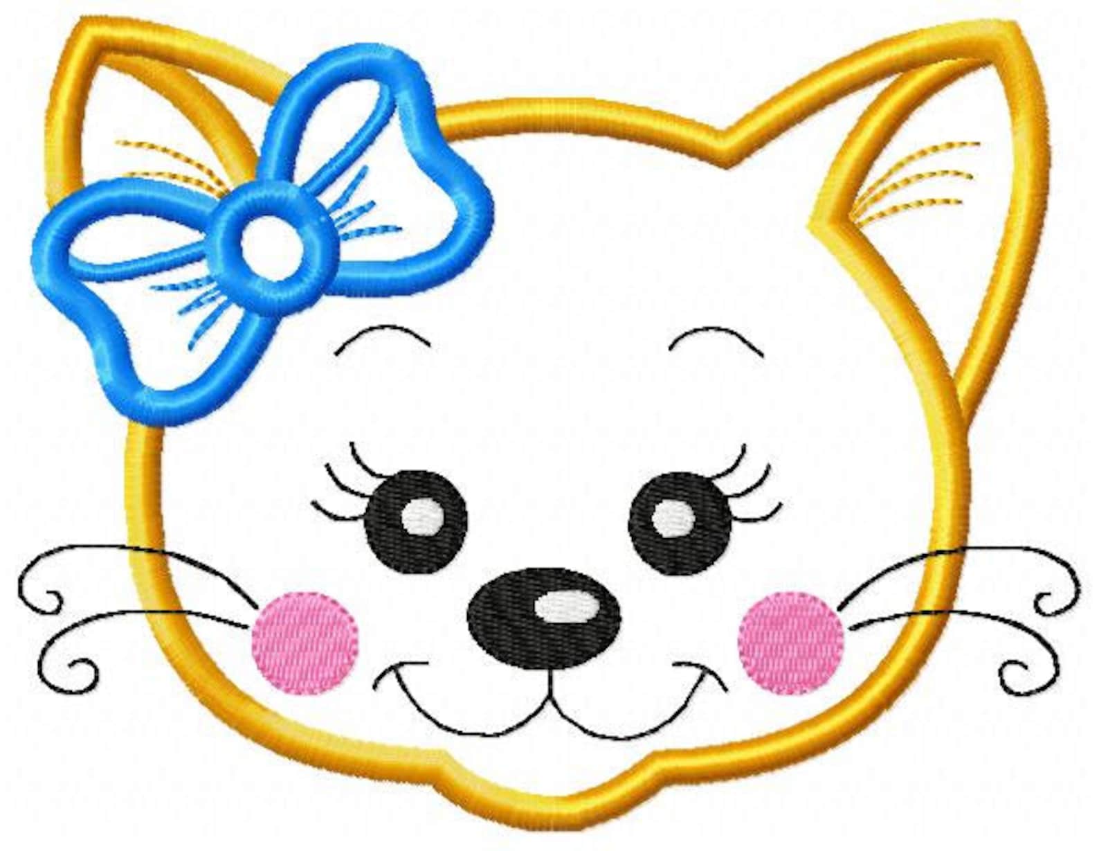 Cat Face Applique Design - Cat Face Machine Embroidery Designs for Baby ...