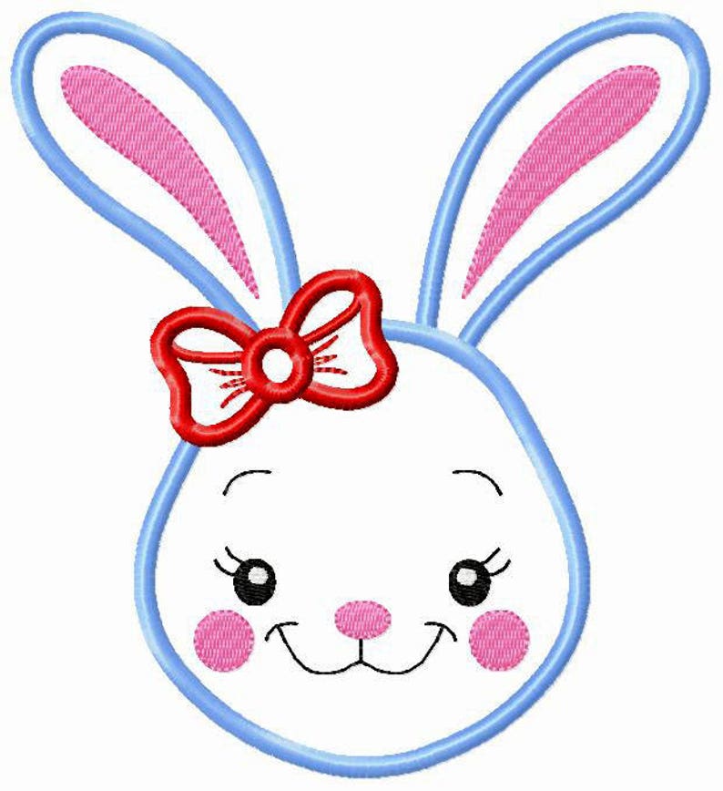 Easter Bunny With Bow Embroidery Applique Design for Girls-rabbit ...