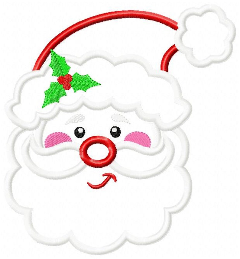 Santa Applique Design Christmas Applique Embroidery Designs | Etsy