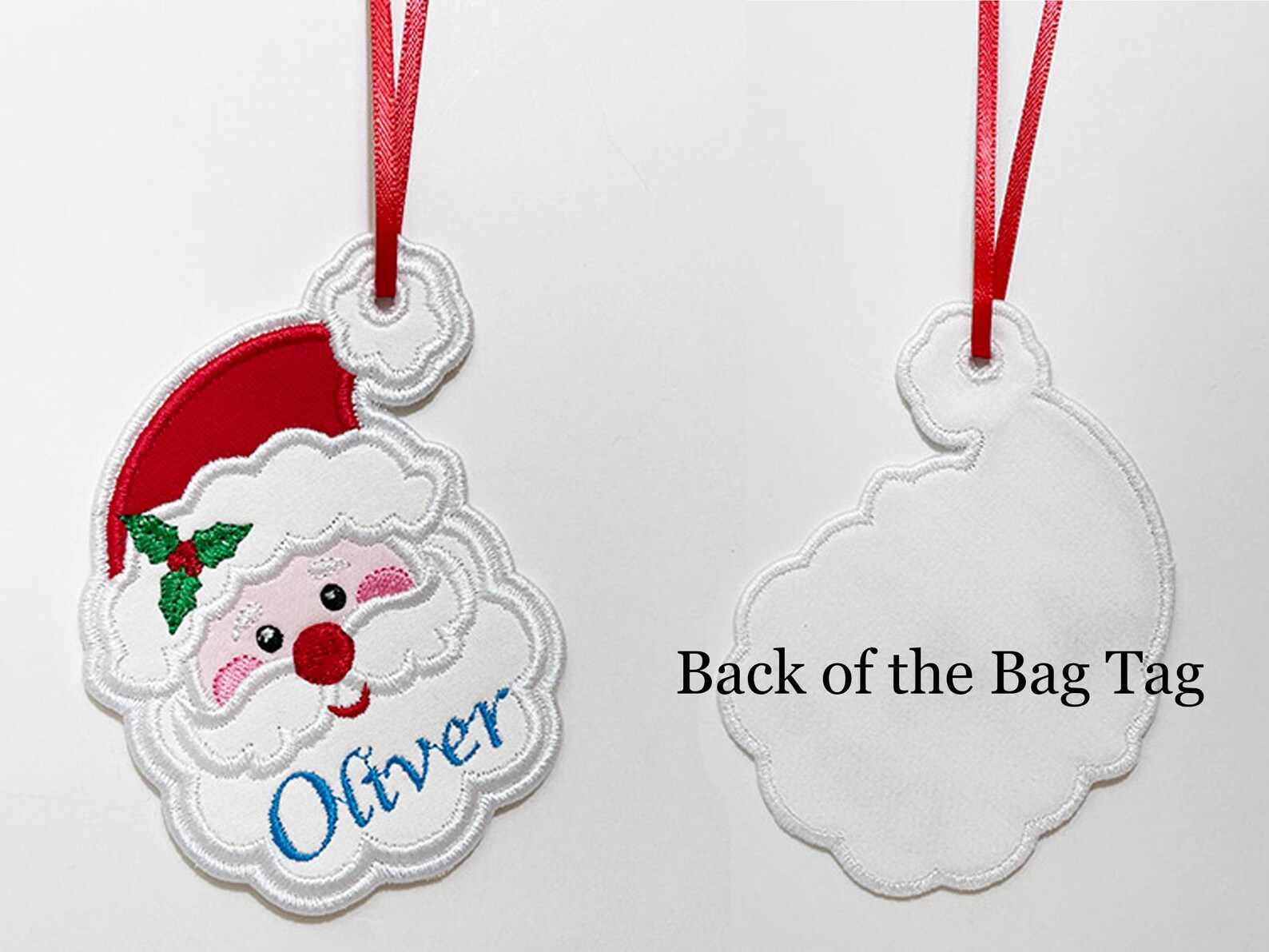 Santa Bag Tag - Santa Bag Tag in the Hoop Applique Embroidery Design ...