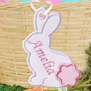 Bunny Bag Tag for Easter Basket Easter Bag Tag in the Hoop Applique ...