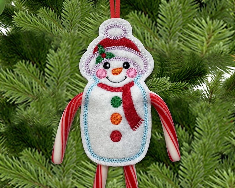 Snowman Double Candy Cane Holder in the Hoop Machine Embroidery Design ...