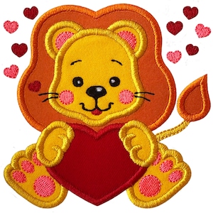 Baby Lion With Heart Valentine Embroidery Applique Design-valentine’s ...