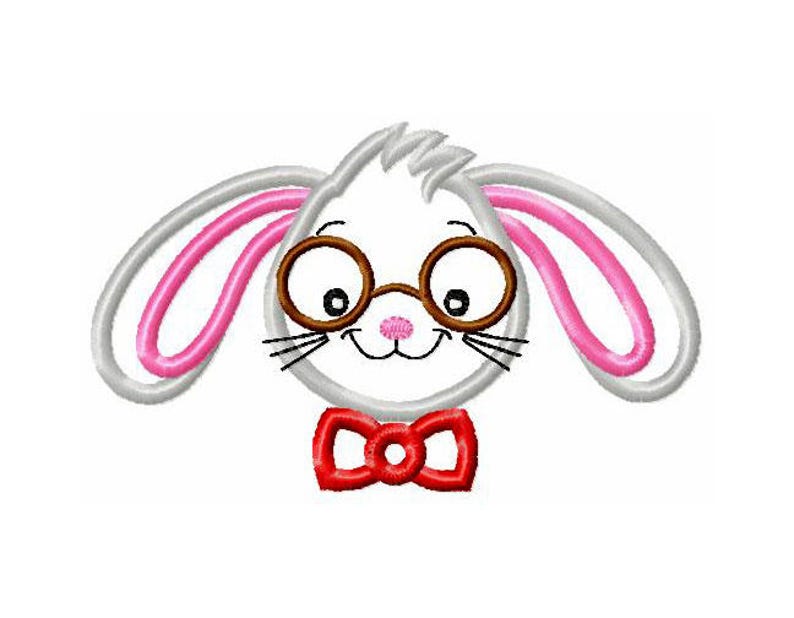 Cute Easter Bunny With Glasses Embroidery Applique Design for - Etsy