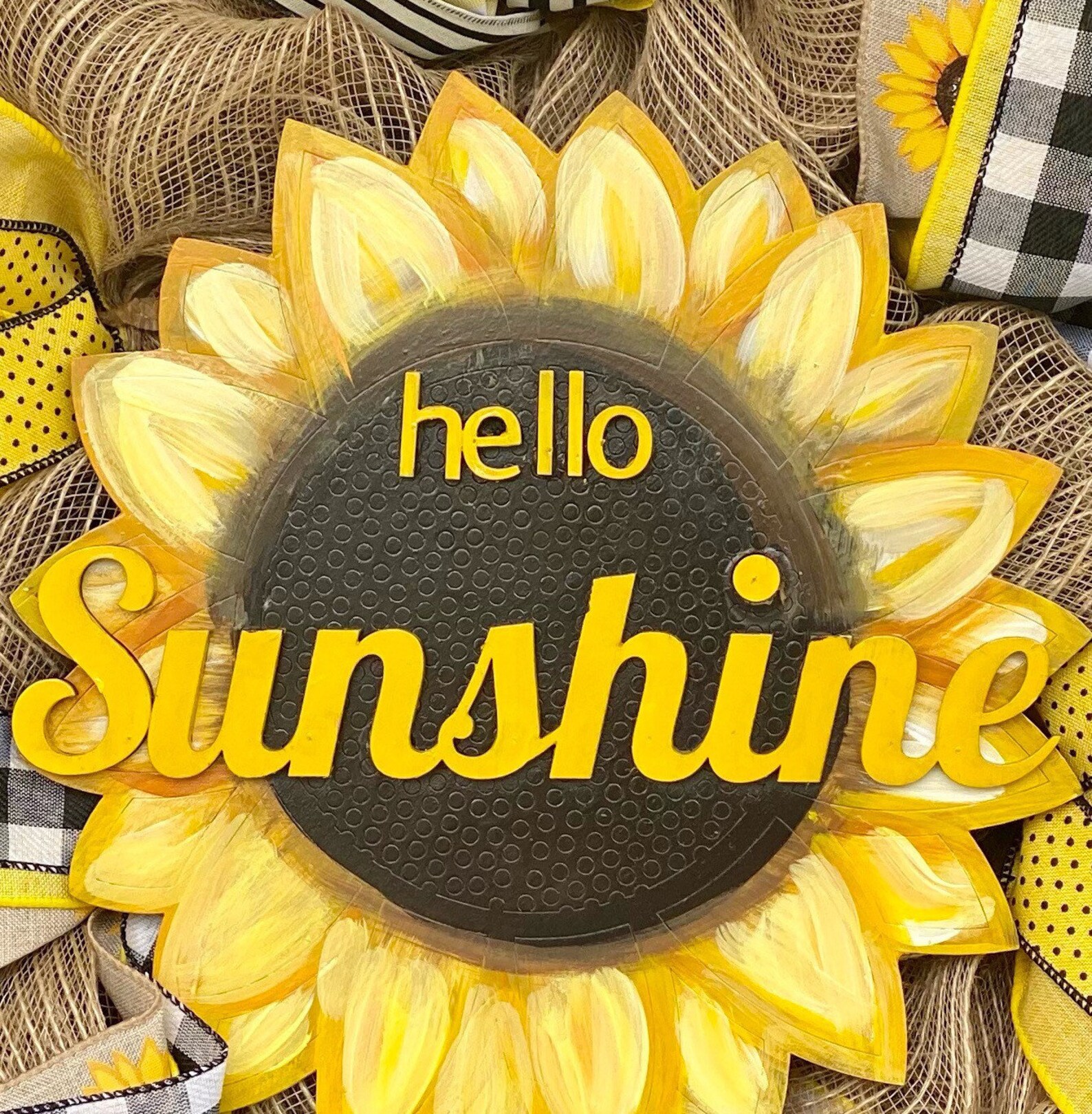 Hello Sunshine Sunflower Sign Wreath Attachmentsunflower - Etsy