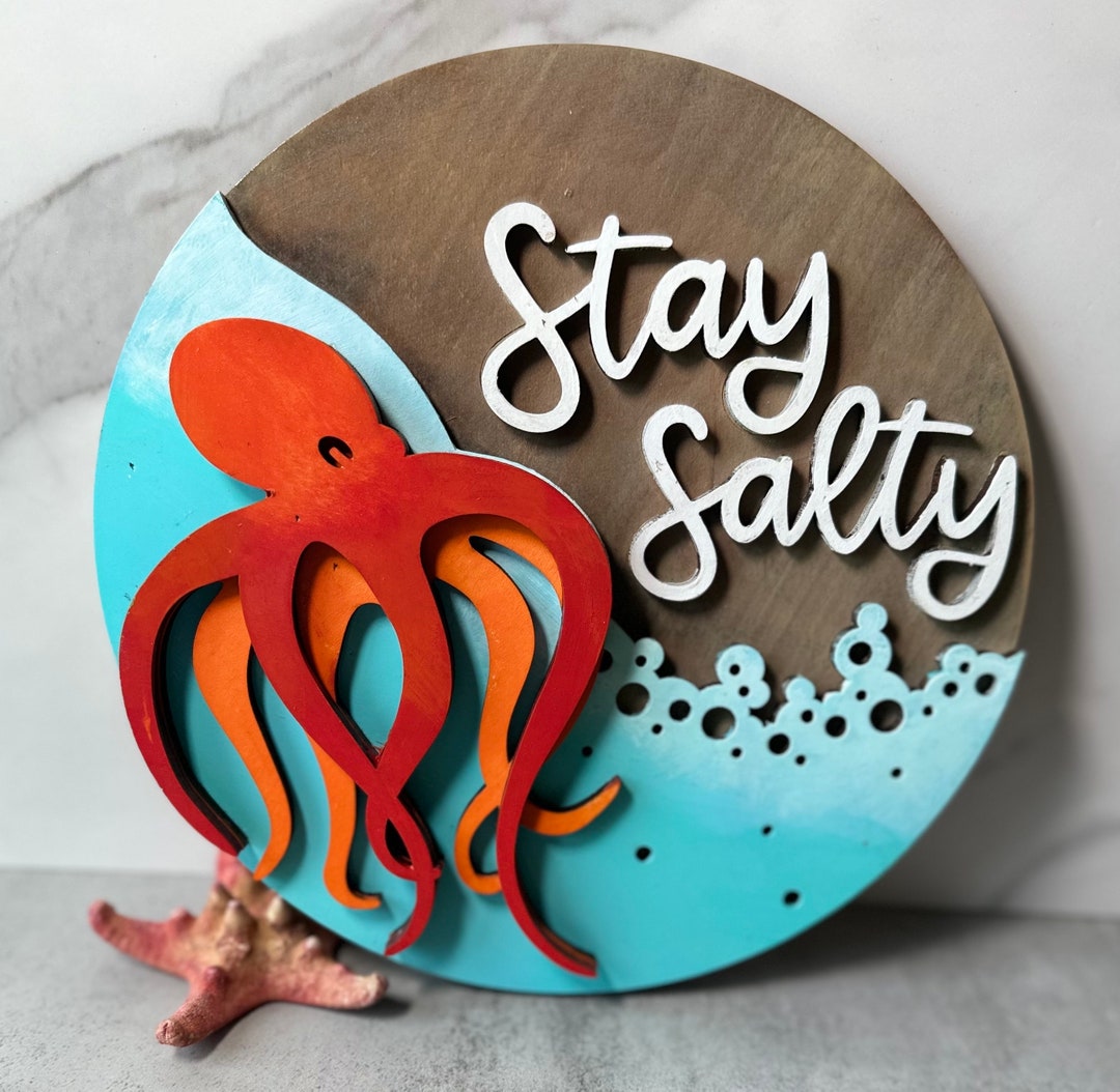 Stay Salty Octopus Door Hanger: 3-D Ocean Summer Sign - Etsy