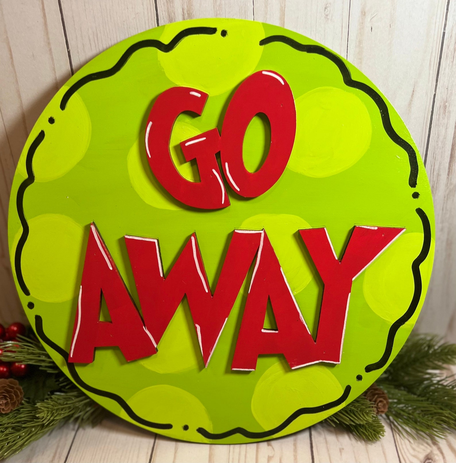 Go Away Mean One Wreath Sign - Christmas Green Monster Attachment - Etsy