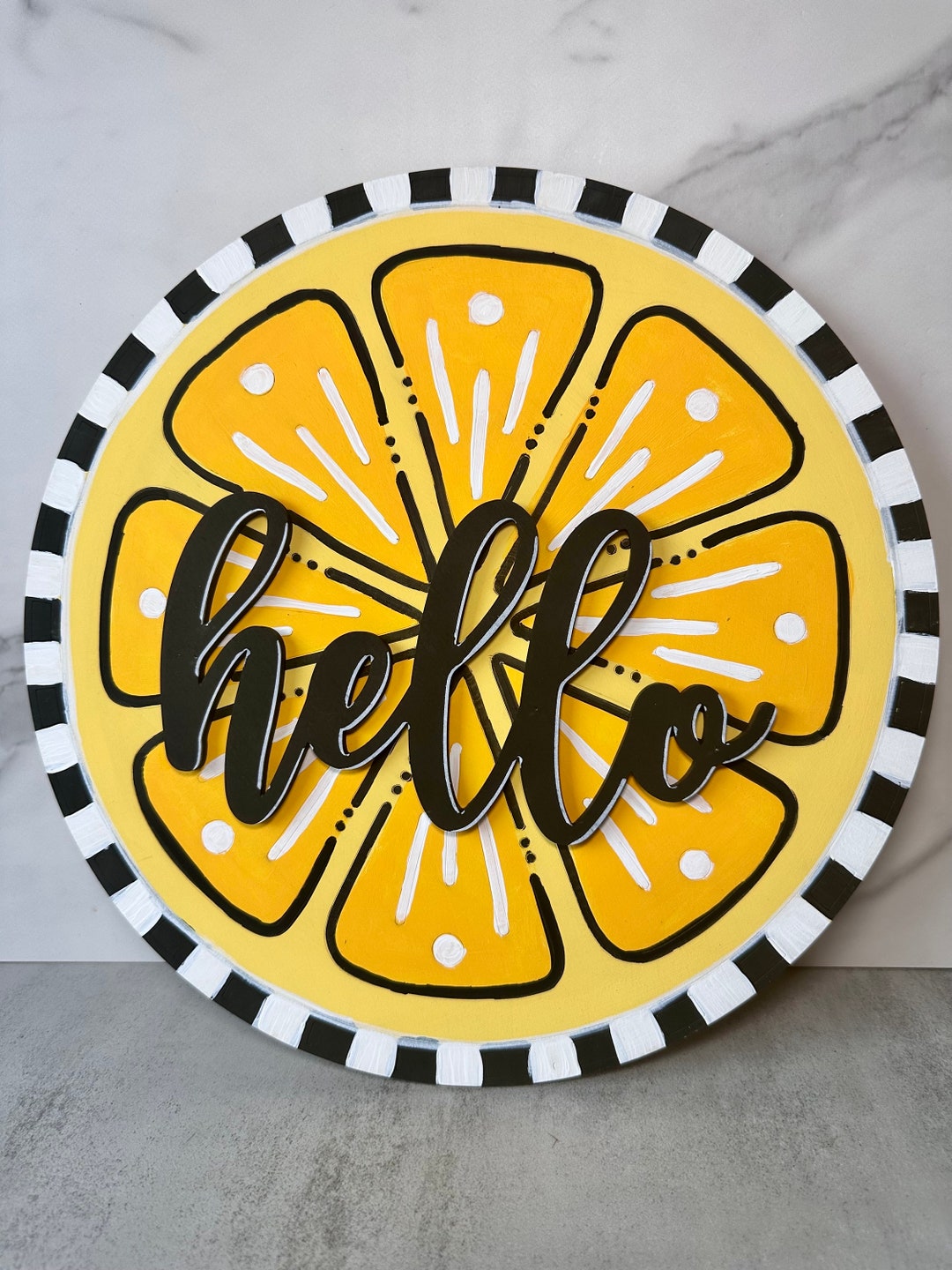 1012 Hello Lemon Slice Wreath Attachment, Lemon Attachment, Lemon Sign ...