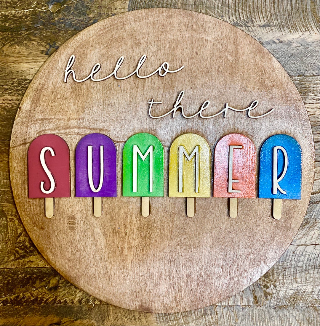 Hello Summer Popsicle Sign Wreath Attachmentpopsicle Attachmentpopsicle ...