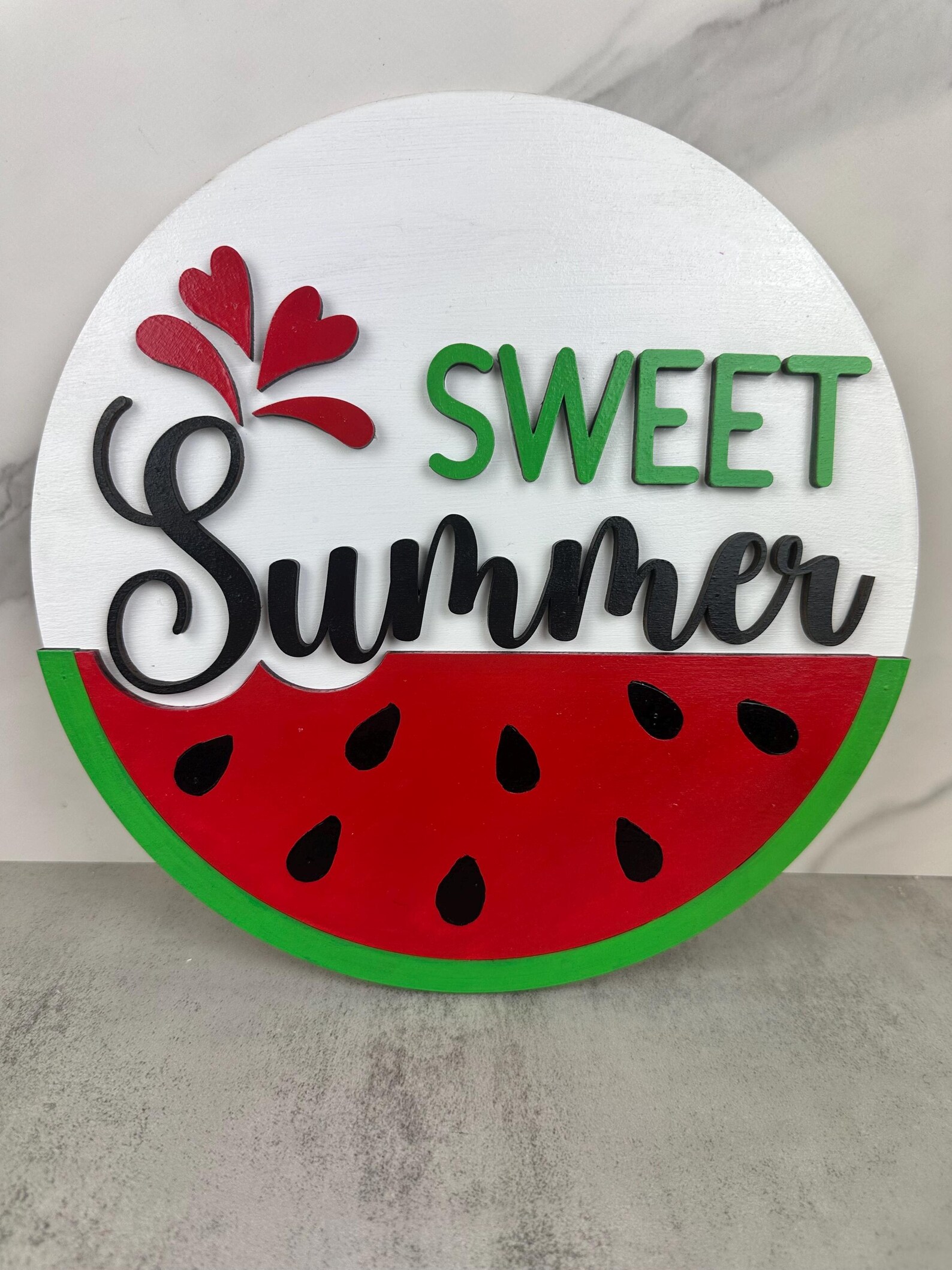 Sweet Summer Watermelon 3-D Door Hanger, Watermelon Summer Sign, Front ...