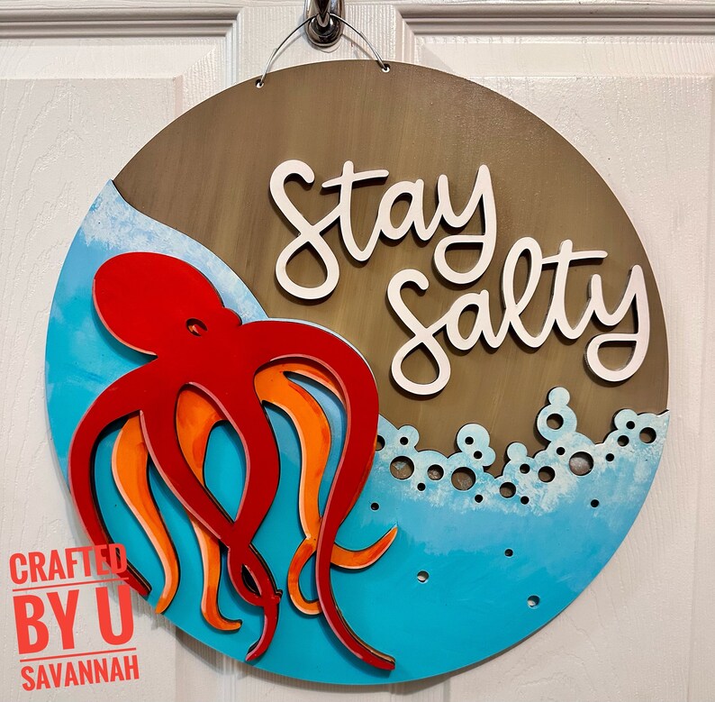 Stay Salty Octopus Door Hanger: 3-D Ocean Summer Sign - Etsy