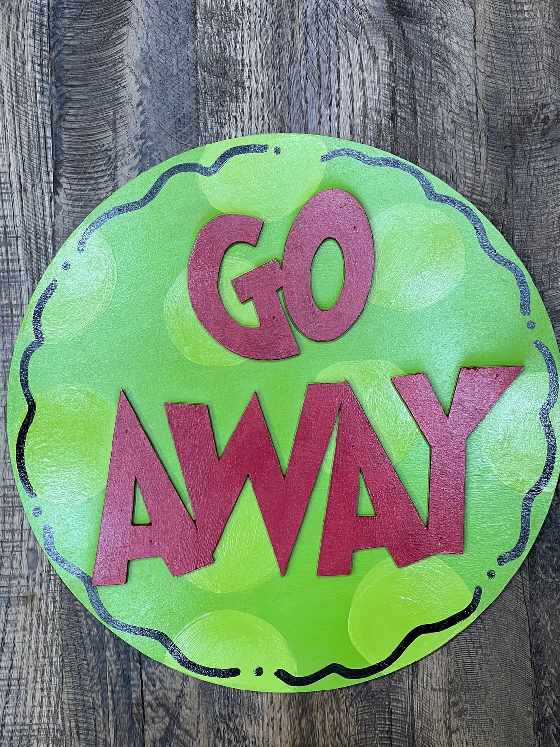 Go Away Mean One Wreath Sign - Christmas Green Monster Attachment - Etsy