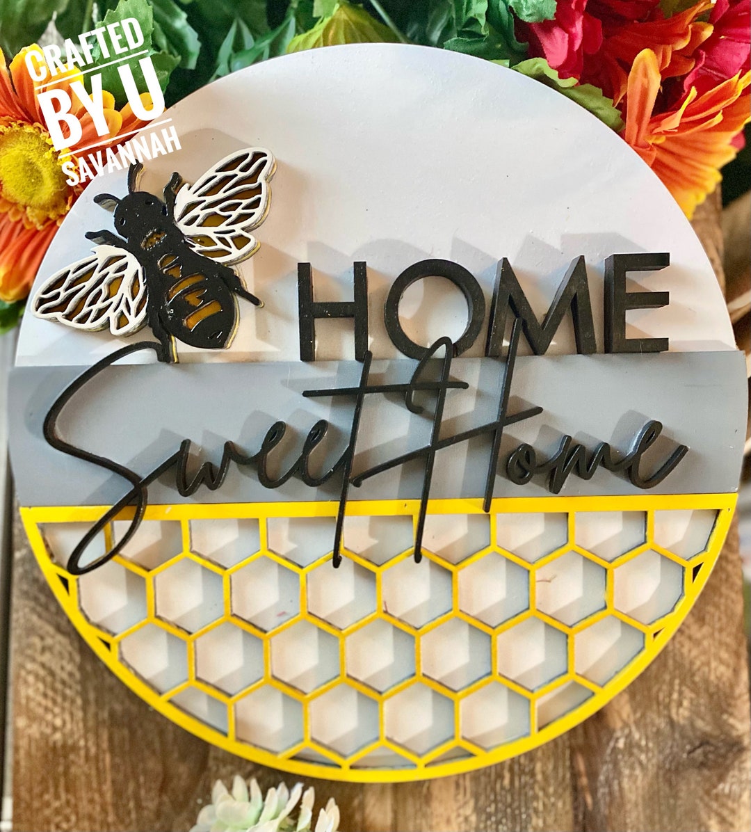 10"-14" Hand Painted Home Sweet Home Bee Sign Bee Attachment Bee Sign ...