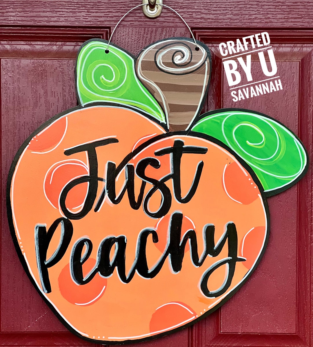 20 Inch Just Peachy Peach Door Hanger, Wood Sign, Summer Door Decor ...
