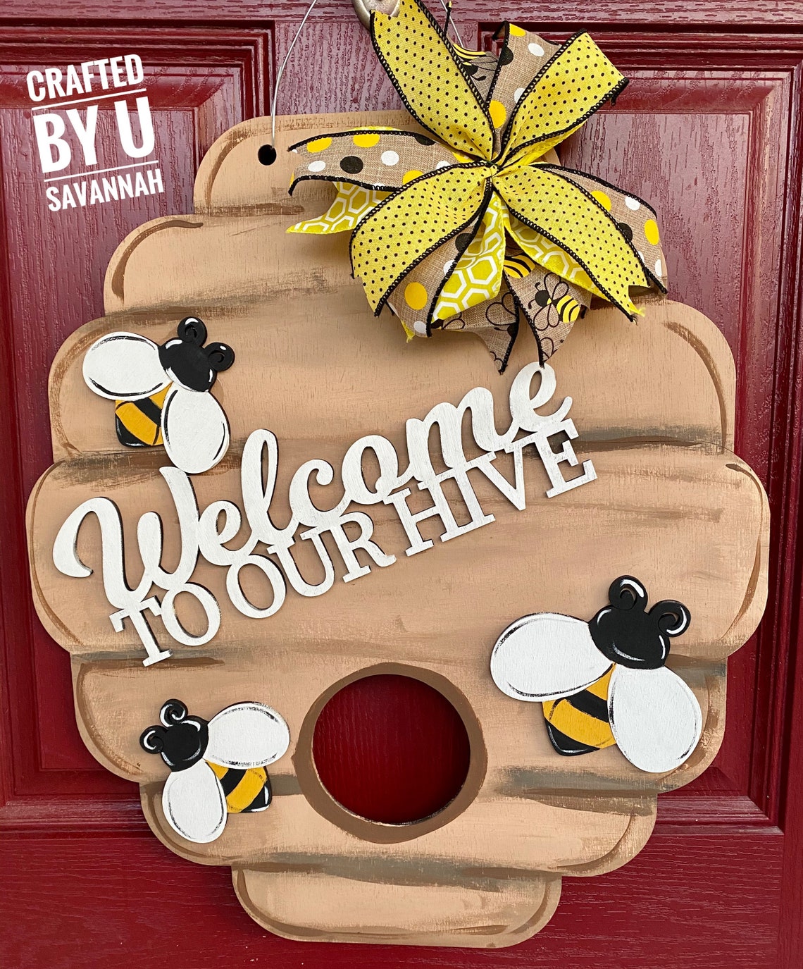 Welcome to Our Hive Wooden Spring/summer Bee Door Hanger Door - Etsy