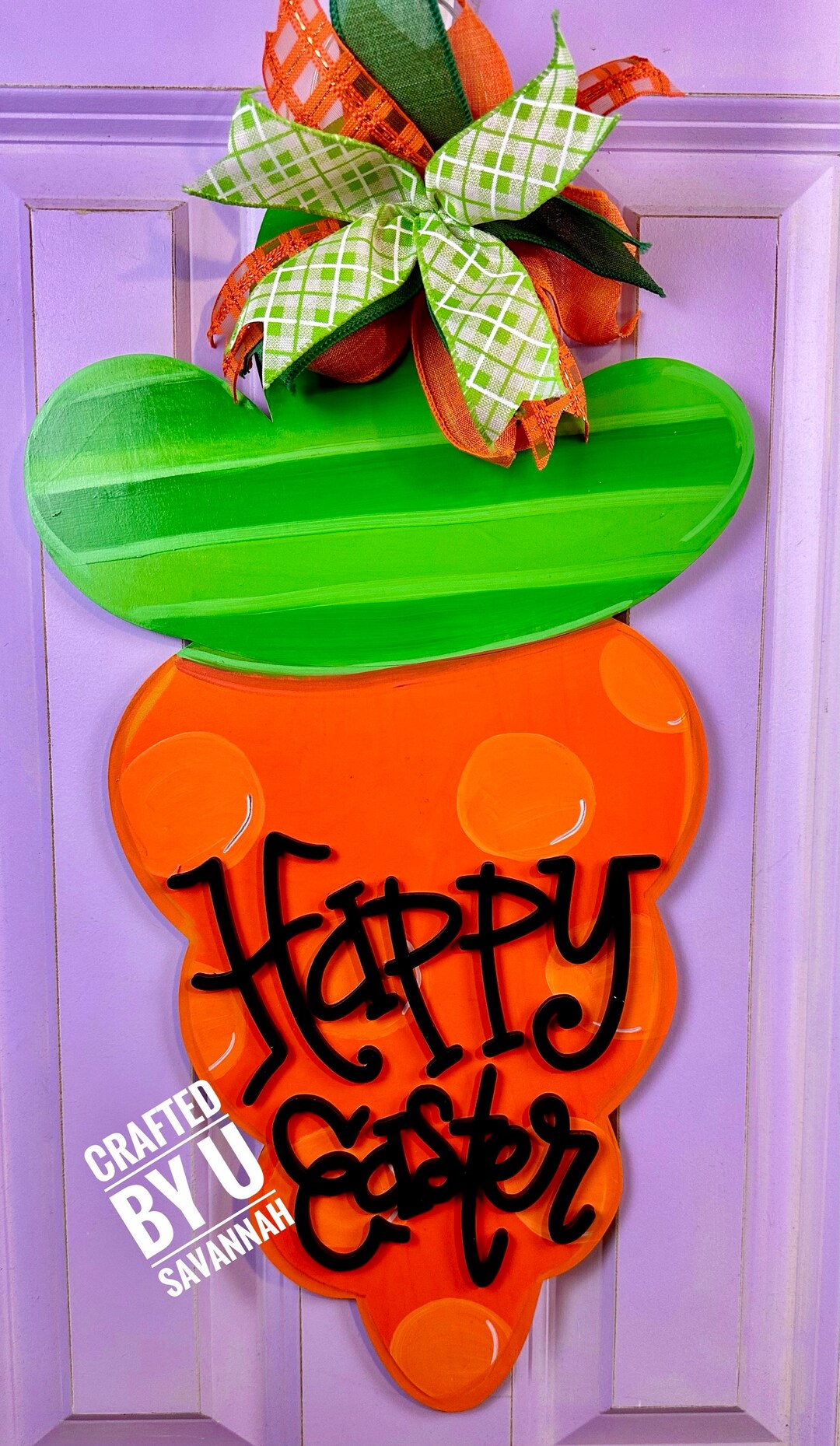 Carrot Easter Door Hanger: 22" Hand-painted Wood Spring Decor - Etsy