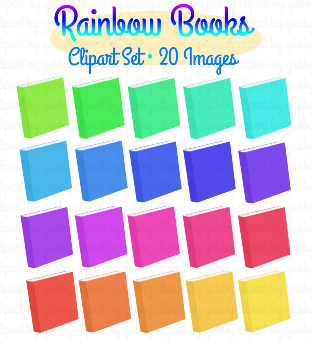 Rainbow Books Clipart, Clip Art - Etsy