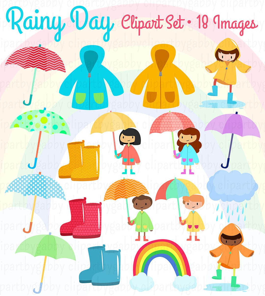 Rainy Day Clipart, Clip Art - Etsy.de