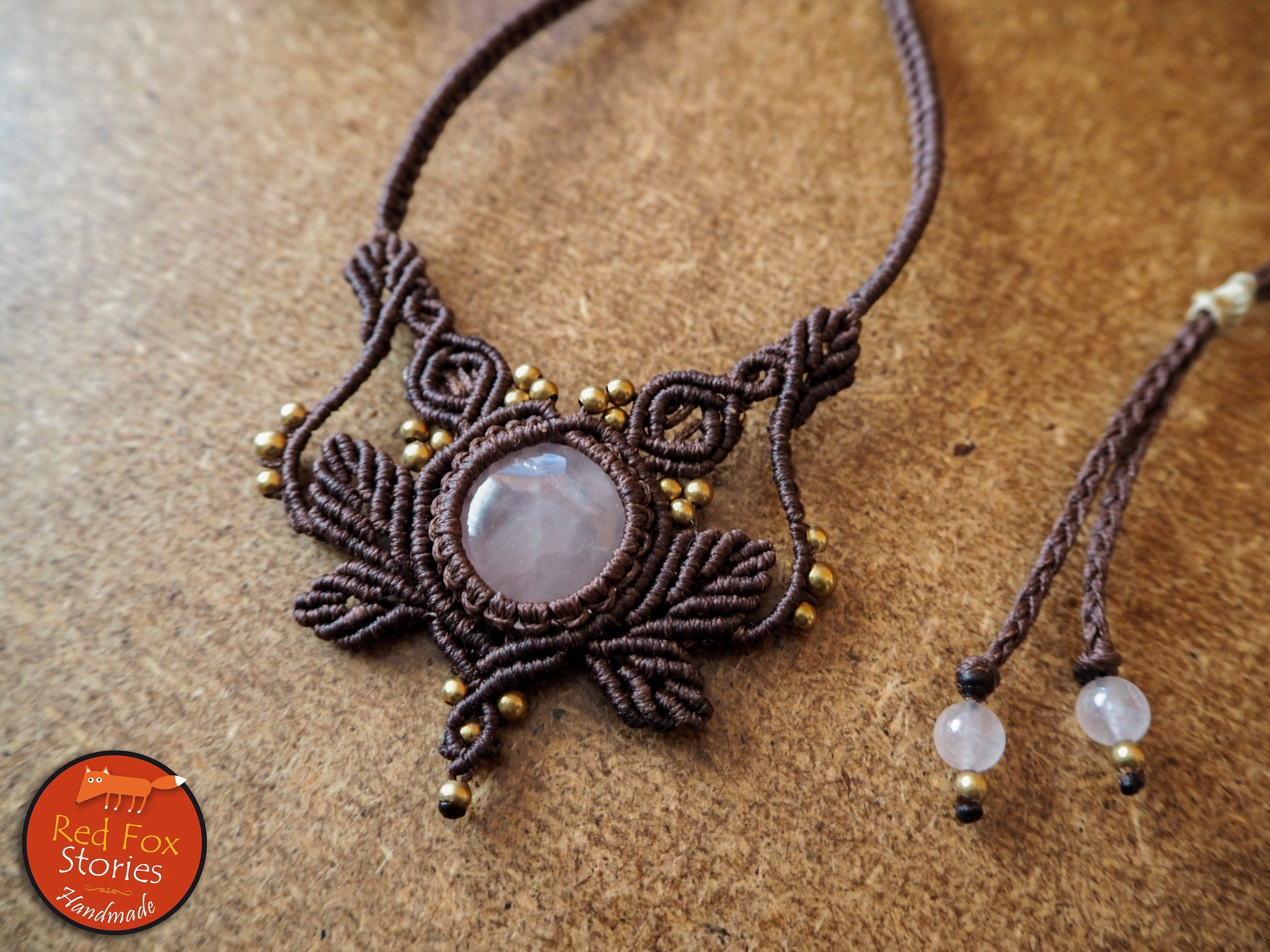 Ivy Rose Quartz Macrame Necklace Macrame Leaves Macrame | Etsy