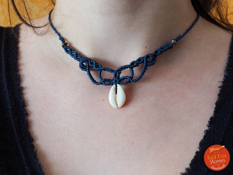 Iluka Cowrie Shell Macrame Choker Macrame Necklace Shell | Etsy