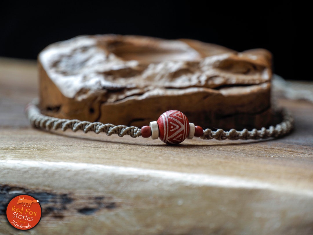 Native Macrame Choker With a Hand Painted Peruvian Ceramic Bead ...