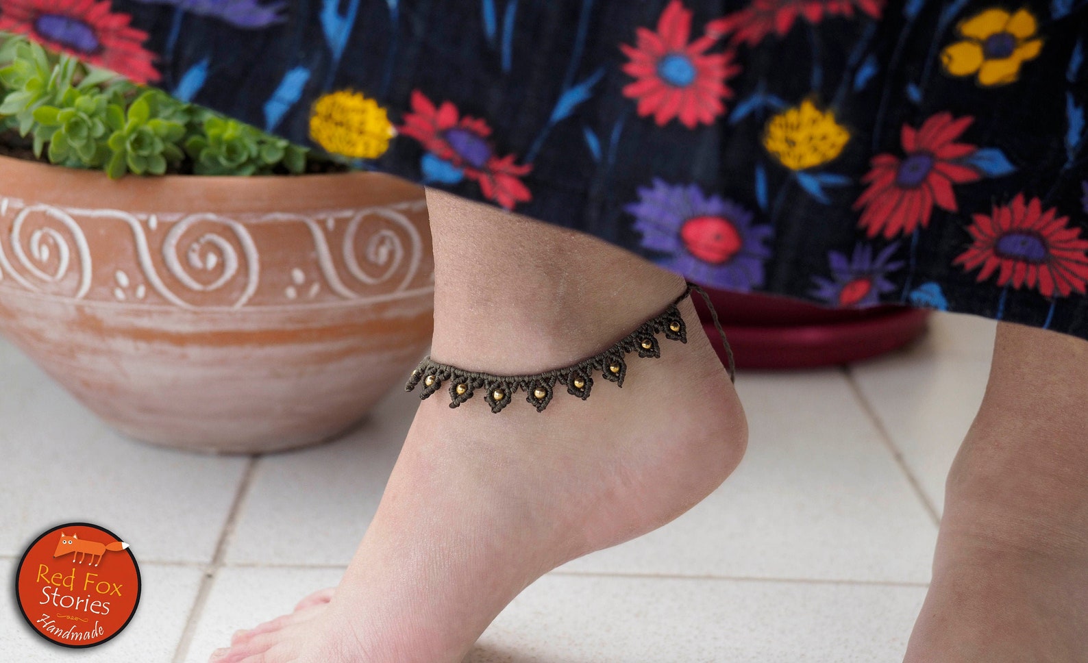 Bryony Boho Macrame Brass Anklet Anklet Macrame Anklet - Etsy