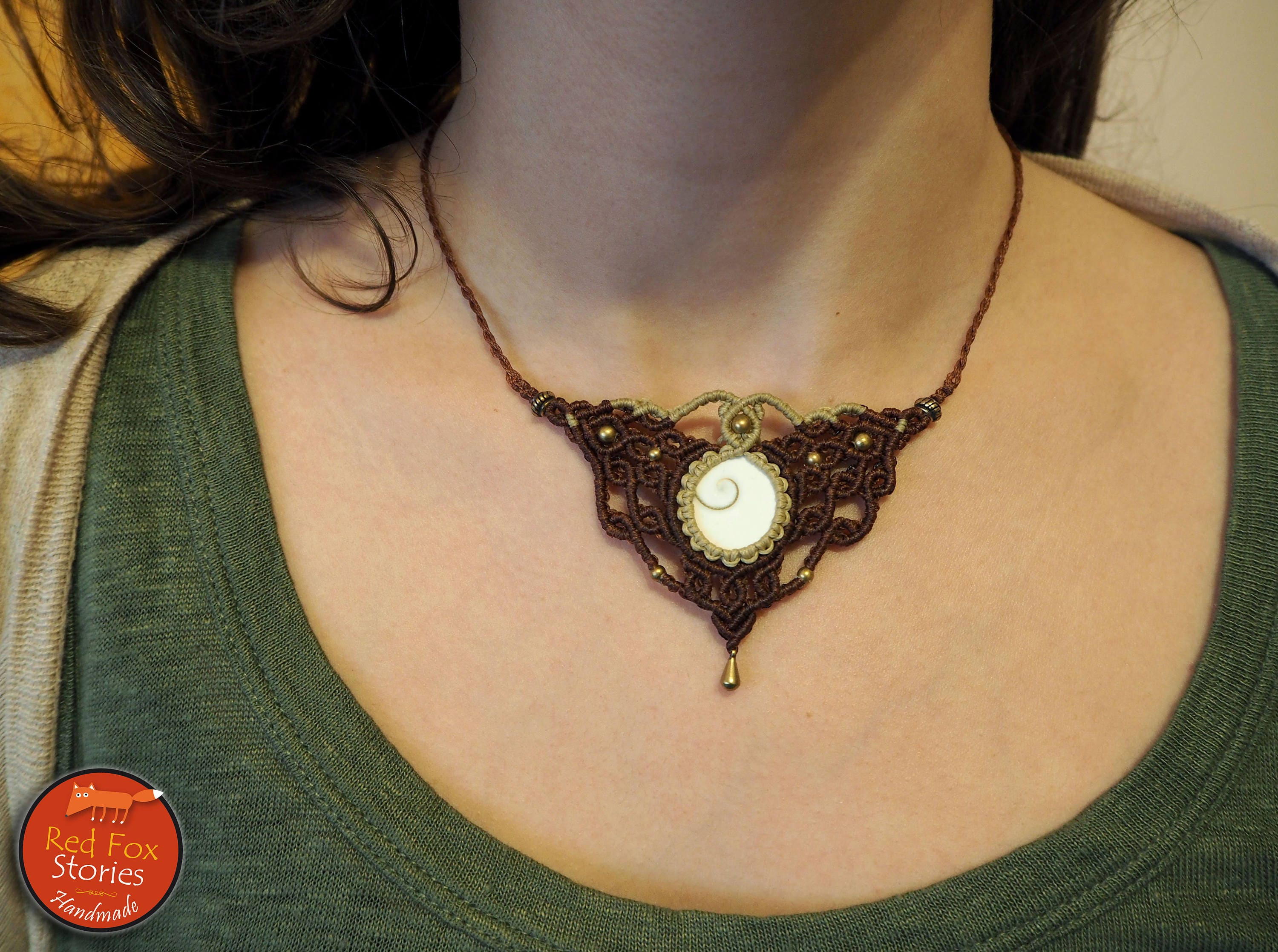 Kaia / Natural Shiva Eye Collana Macrame gioielli macrame - Etsy Italia