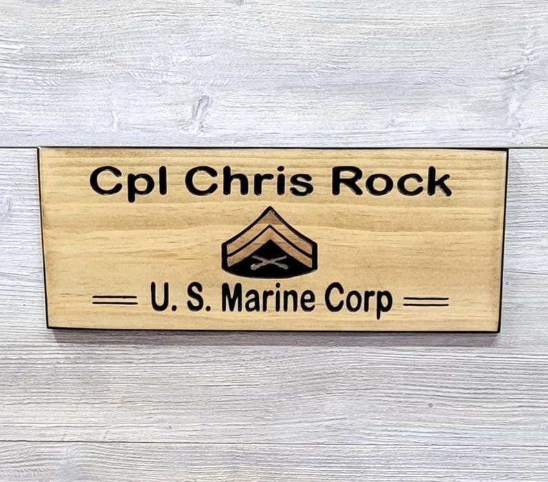 USMC Hand Carved Wooden Name Sign | Custom Marine Corps Military ...
