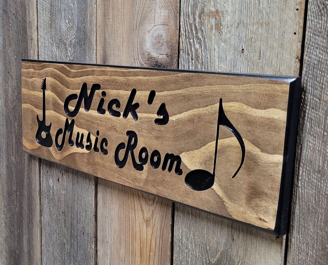 Personalized Music Room Sign, Custom Guitar Sign, Music Room Wall Art ...