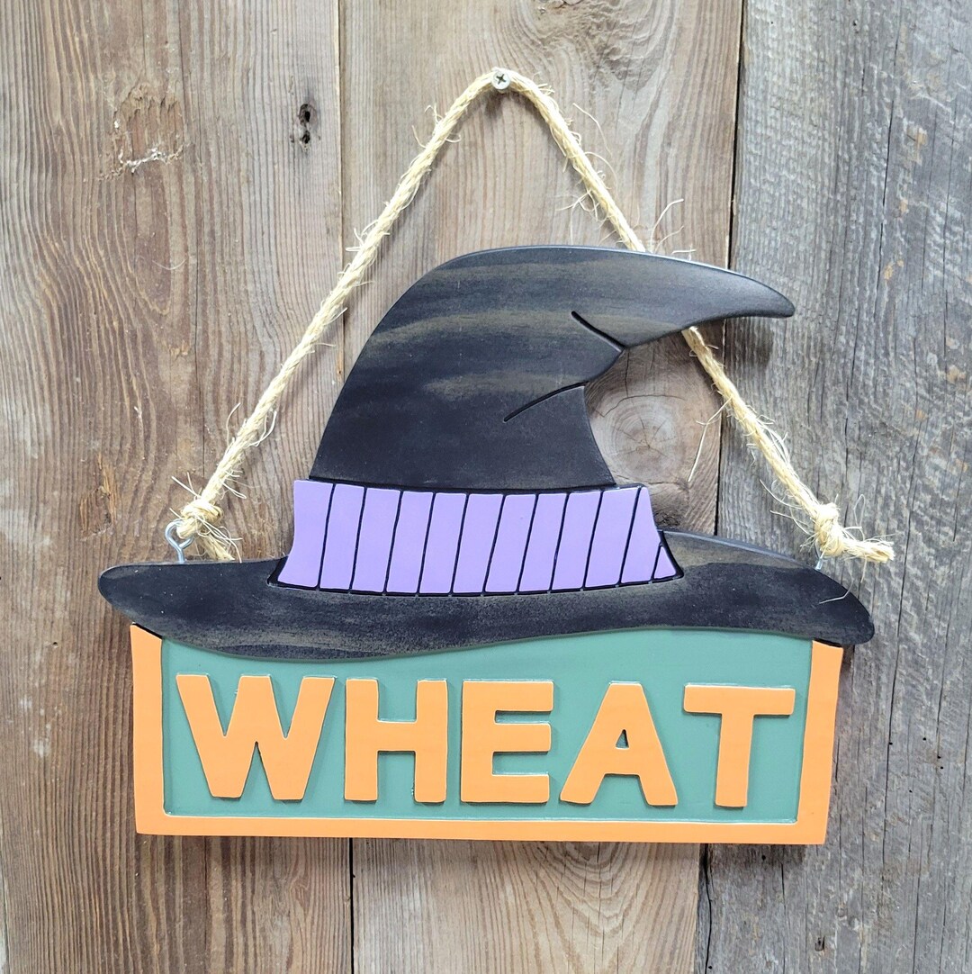 Witch Hat Carved Wooden Name Sign | Welcome Halloween Door Porch ...