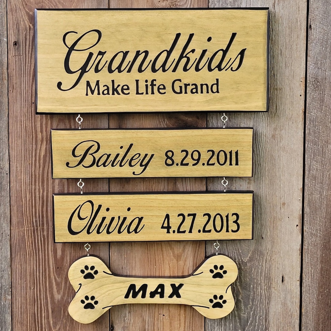 Grandkids Make Life Grand Personalized Sign Custom Name - Etsy