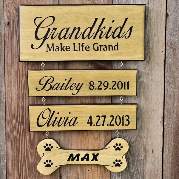 Personalized Wooden Grandkids Sign - Etsy