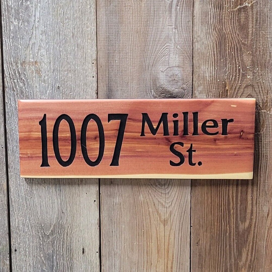 Carved Cedar Street Address Sign Rustic House Numbers for Home or ...