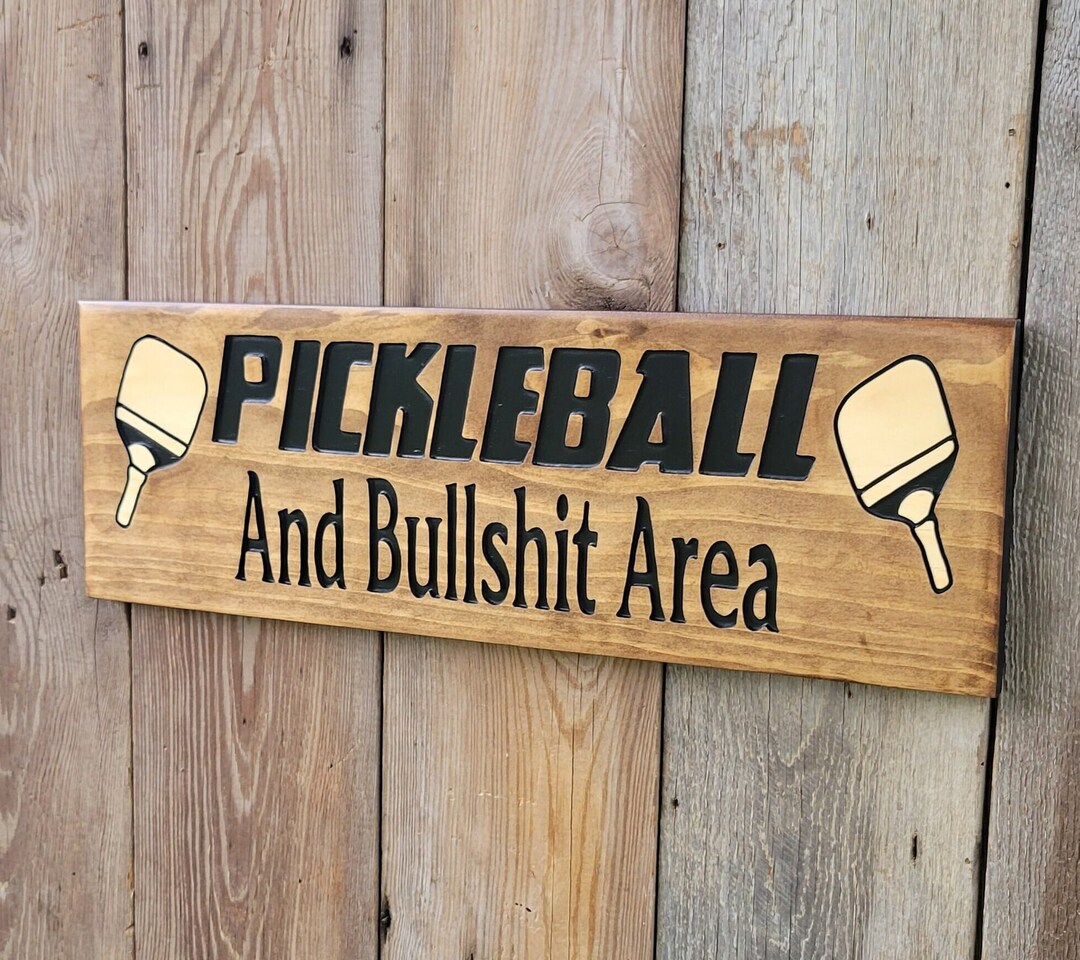 Pickleball Wooden Sign, Pickleball Court Decor, Bullshit Area Sign ...