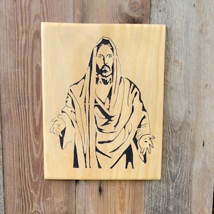 Carved Jesus Christ Portrait Wooden Sign Wedding Gifts for - Etsy