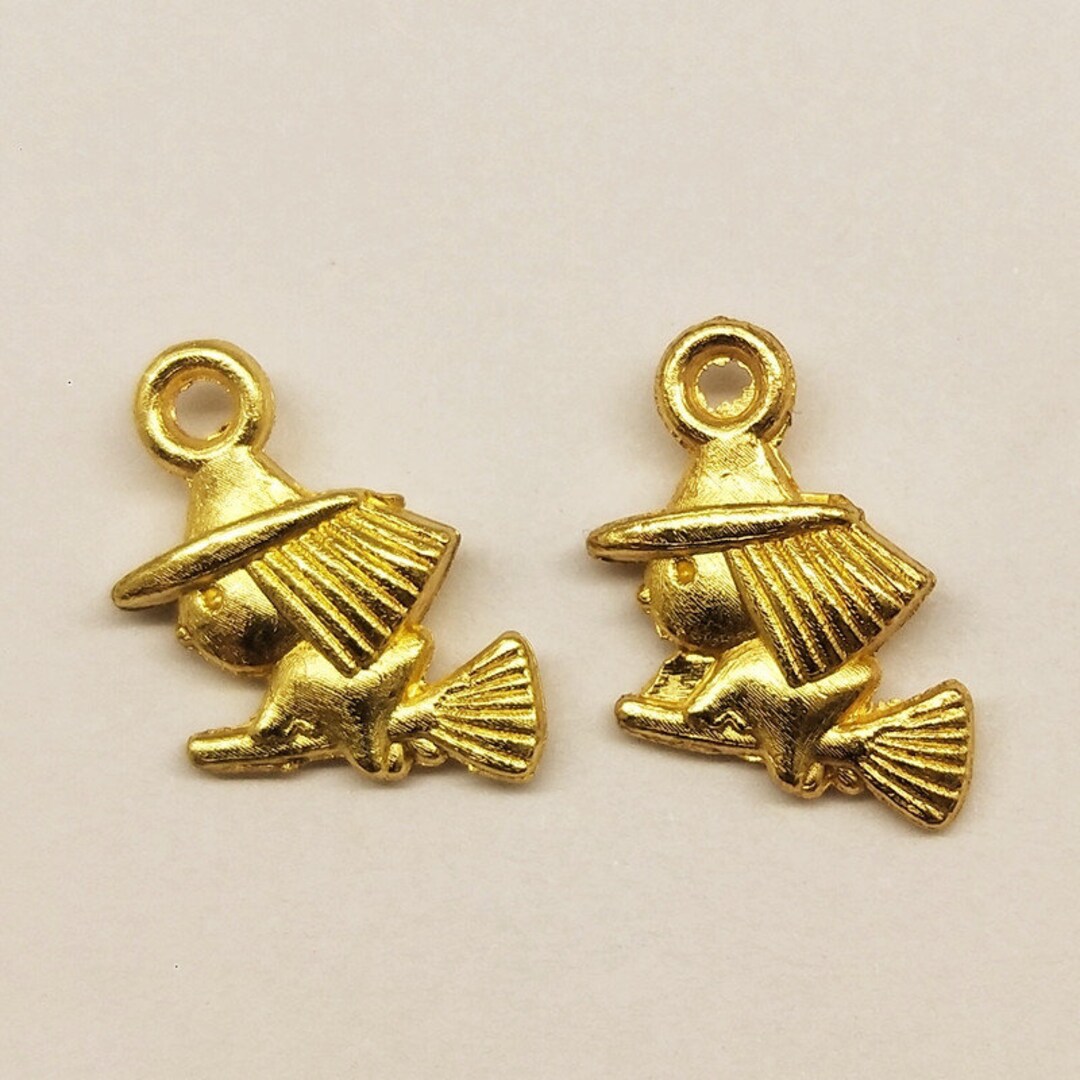 Little Witch Charm Halloween Charm Gold Charm Halloween - Etsy