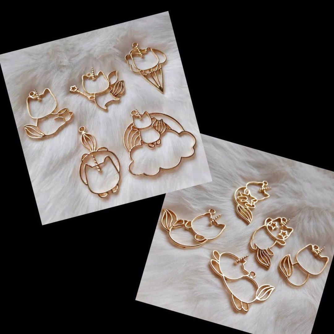 KC Gold Caticorn Open Bezel Charms | Resin Crafts (20pcs) - Etsy