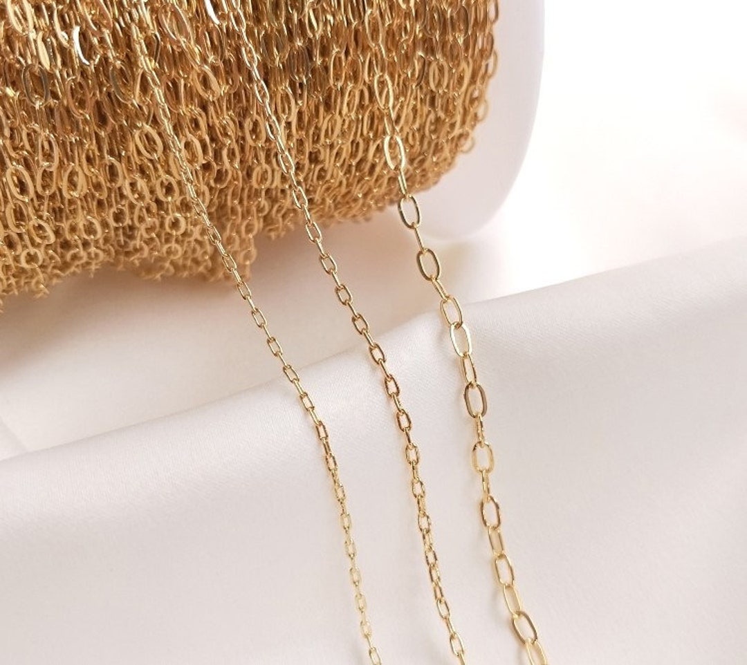 2 Meter Korean 14K Rectangular Chain | 14K Plated Pure Copper Chain ...