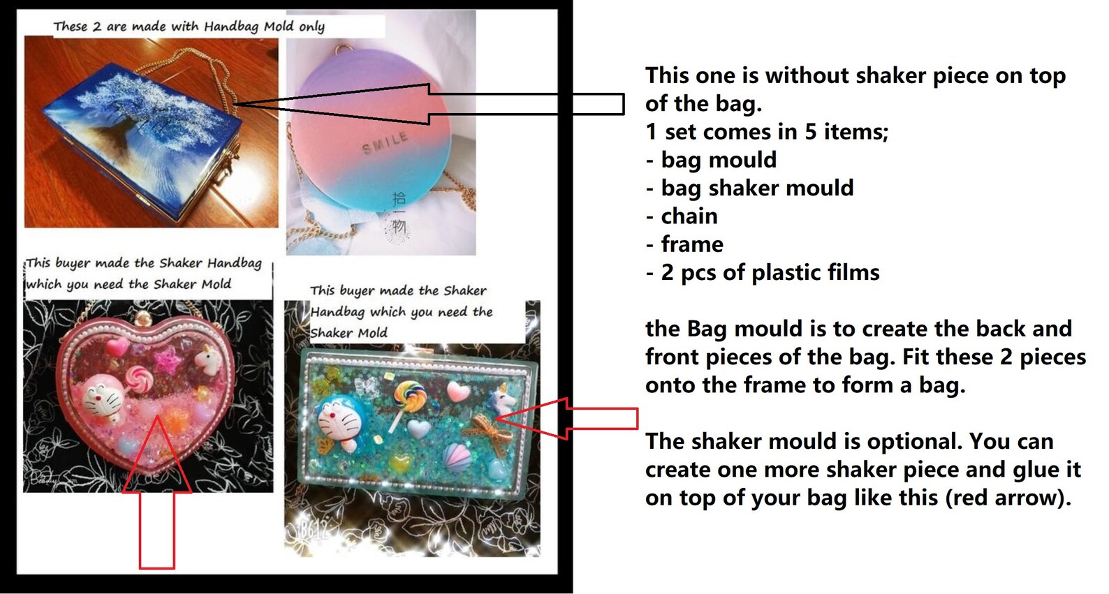 Clutch Bag Mold Set Shaker Bag Mold Set Silicon Mold Handbag Mold UV ...