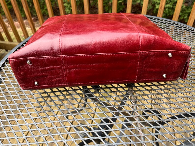 Overland Luxury Red Leather Vintage Handbag Brief Bag - Etsy