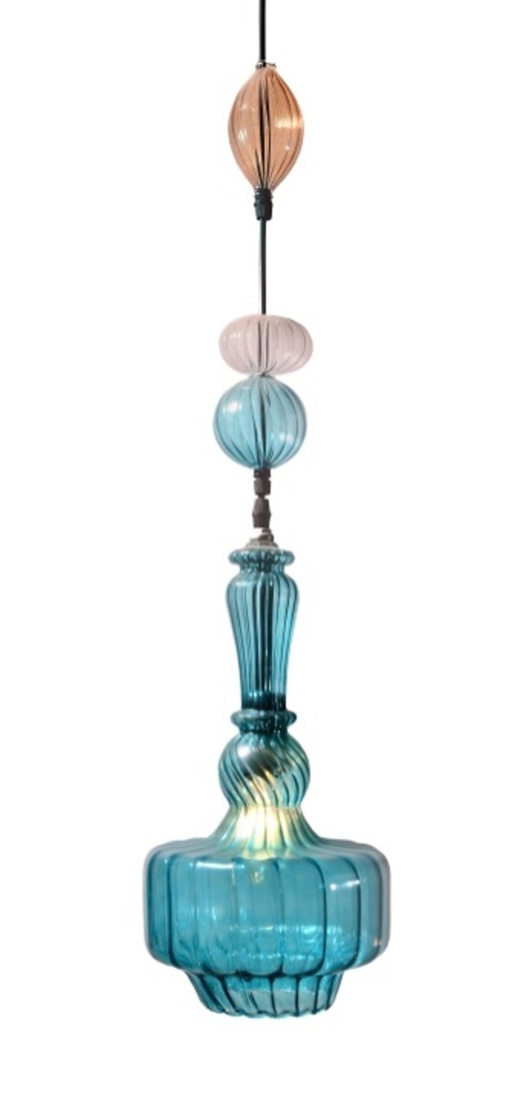 Glass Ceiling Light Fixture - Ceiling Glass Lighting Handmade -ribbed ...