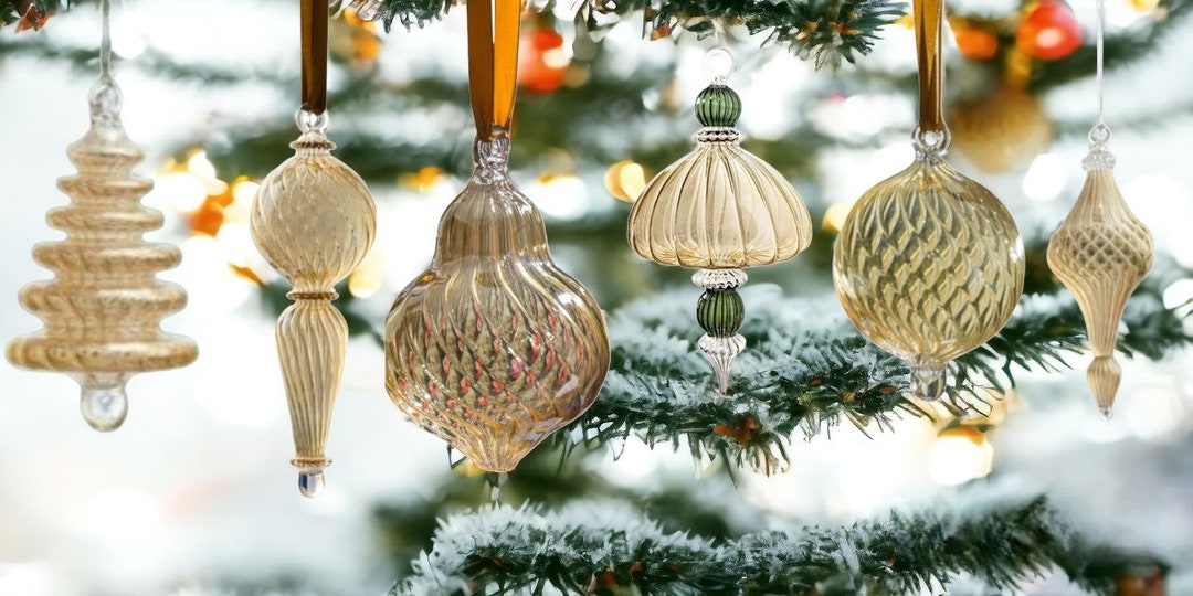 Amber Christmas Ornaments Set of 6, Hanging Tree Christmas Ornaments ...