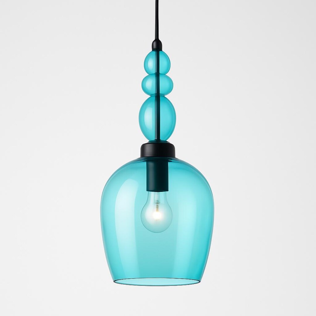 Hand Blown Blue Glass Pendant Lighting , Artistic Modern Lighting ...