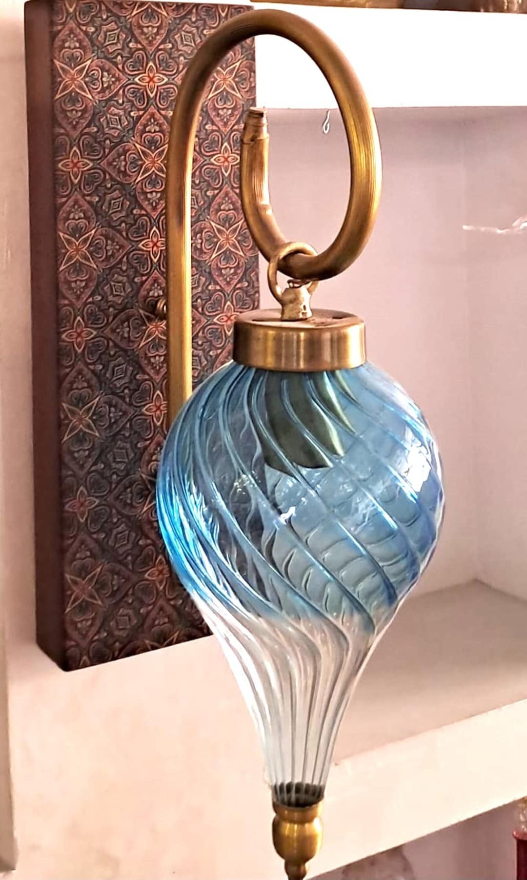 Blue Glass Wall Light, Handmade Glass Wall Light , Handmade Wall Light ...